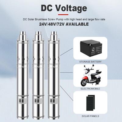 太阳能螺杆泵12v24v36v48v72v高扬程不锈钢深井泵DC SCREW PUMP
