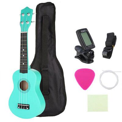 21 Inch Green Soprano Ukulele Basswood 4 Strings Hawaiian Gu