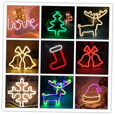 Christmas Decoration LED Neon Sign Light Love Deer Elk Bell