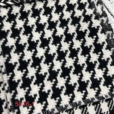 28%wool羊绒成分黑白千鸟格格子样板房羊绒质感沙发布抱枕布面料