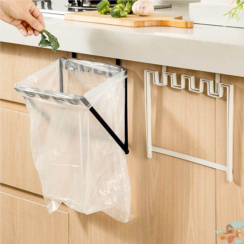 可折叠垃圾架厨房橱柜门挂式塑料袋挂钩壁挂铁艺垃圾袋支架