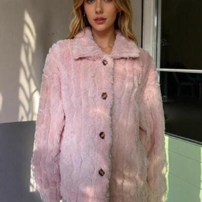 Double sided velvet Fried Dough Twists women's coat plush
