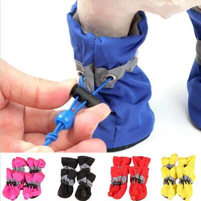 4pcs/set Waterproof Pet Dog Shoes Anti-slip Rain Boots Foot