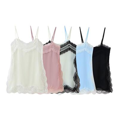 Women's Lace Camisole Vest Stylish Top with Side Slits