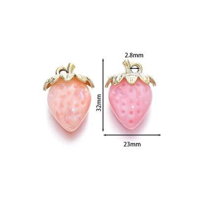5Pcs/Lot 23*32mm Acrylic Strawberry Pendants Charms For DIY