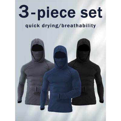 T 5827 Breathable Quick Dry Men's Running Hoodie 透气速干连