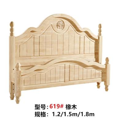 式实白胚木双人床床橡单木人床卧室酒店未美上漆家具白小美式茬床