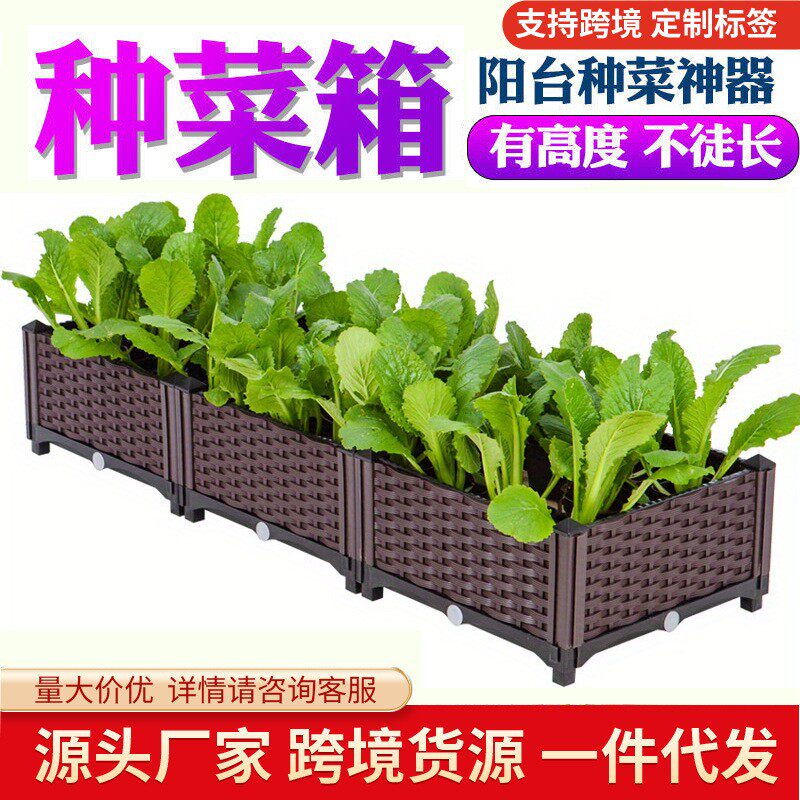 阳台种菜盆种植箱长方形种菜盆 塑料花盆 户外花箱楼顶种菜箱批