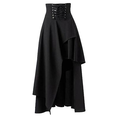 Solid color fashionable irregular Gothic skirt不规则半身长裙