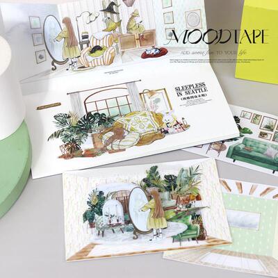 moodtape温暖之家生活场景原创手账胶带咕卡贴纸和纸打底胶带文具