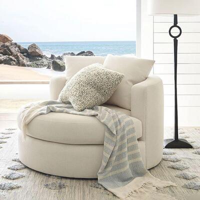 可转圆形沙发椅闲科技布室圆形休椅客厅卧室办公单GLT人圆旋形沙