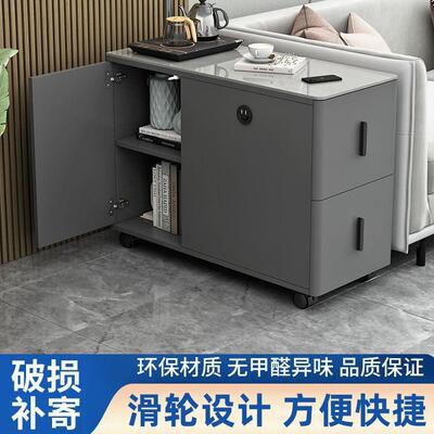 沙发边柜现代约实木客厅落地小茶几可储动物简柜夹OUK缝侧边移茶
