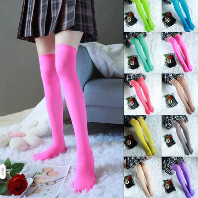 Sexy Black White Solid Color Long Socks Women Over The Knee