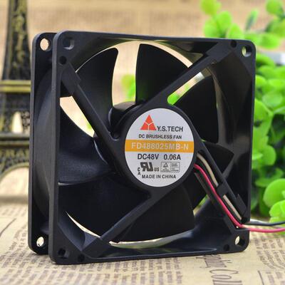Y.STECH FD488025MB-N 48V 0.06A 8025 8CM 三线 双滚珠散热风扇