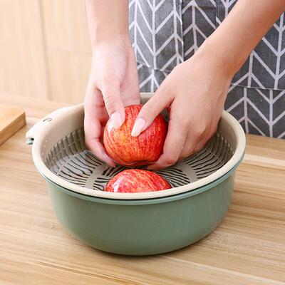 Double-layer plastic draining basket, reinforced and enlarge