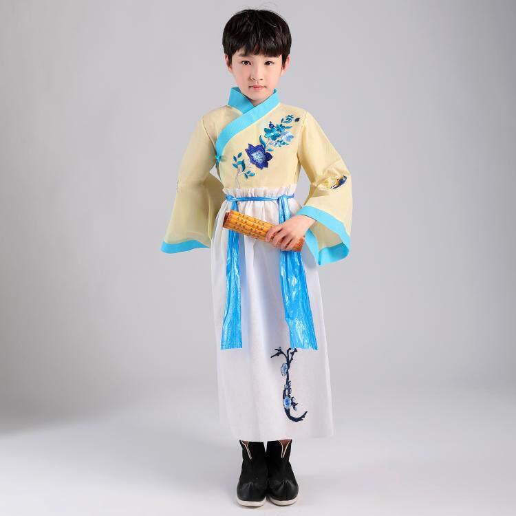 新款小学生男女童走秀亲子汉服环保古装时装秀儿童自制定制走秀服