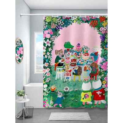 in小生境动物园会议防水隔断浴帘加重铅垂无冲孔干湿分离挡帘