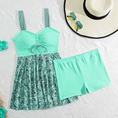 Strap Split Swimsuit Women's Bikini Conservative Skirt