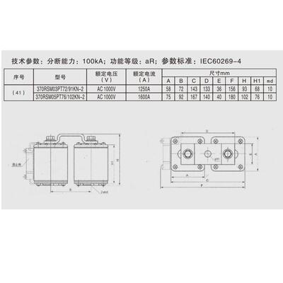 370RSM03PT72/91KN-2 1250A1000V沪熔HP型平板式桥式快速熔断器