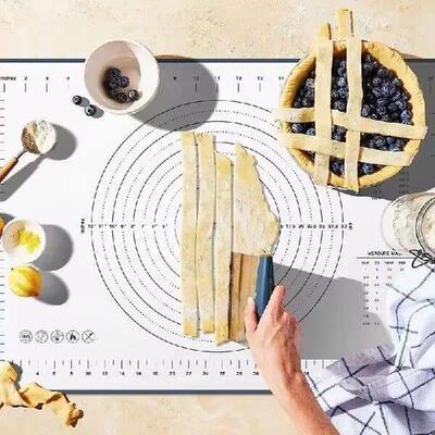 1Pc 40X50CM White and Red Kneading Dough Mat Silicone