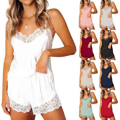 Satin Pajama Set for Women 2 Piece Silky Lingerie Sleepwear
