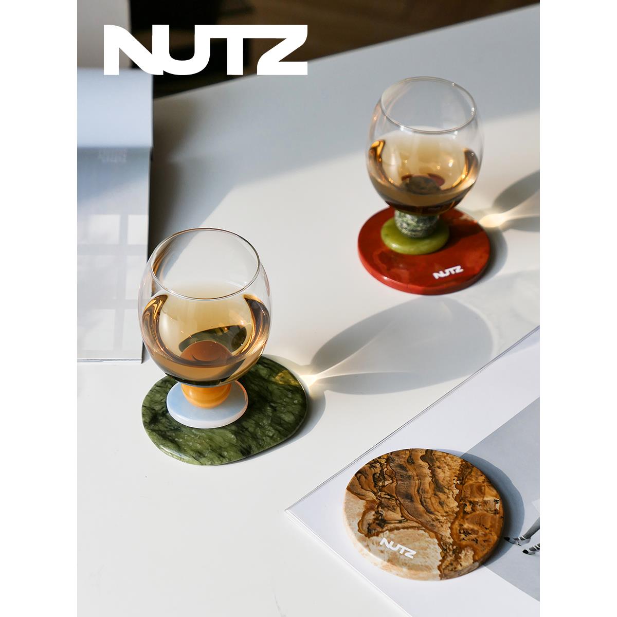 NUTZ天然石头杯垫 夹心饼干 首饰盘隔热垫蜡烛防尘桌面装饰摆件AI