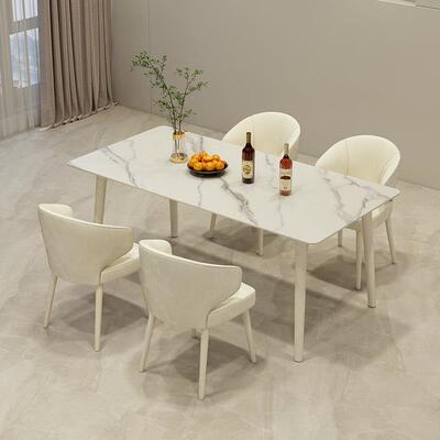 奢奶油风餐餐型桌IGV椅组合现代轻家用简约小户设计厅师创意网红