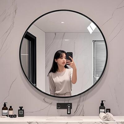 简约高镜浴自室KHC镜家用化妆室镜子超脸白玻清璃洗盆壁挂式粘免