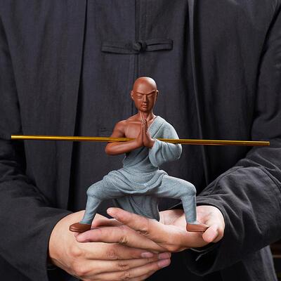 少林功夫和尚摆件紫砂武僧家居桌面装饰博古架白瓷工艺品人物摆设