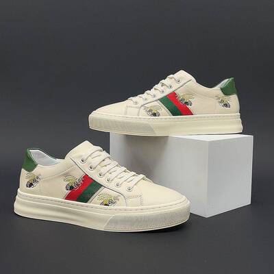 ELEGANT ROSE 欧洲站男鞋新款头层牛皮小白鞋一脚蹬休闲百搭板鞋