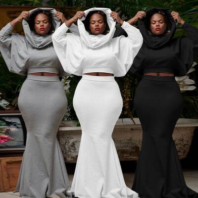 Women's Fashion Street Style Set Hooded Sweatshirt Crop Top
