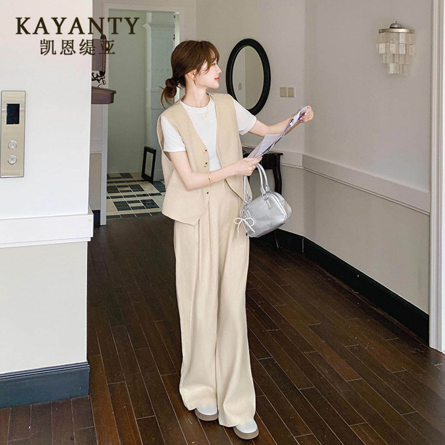 KAYANTY穿搭一整套女2026夏季新款高级感休闲马甲阔腿裤三件套装