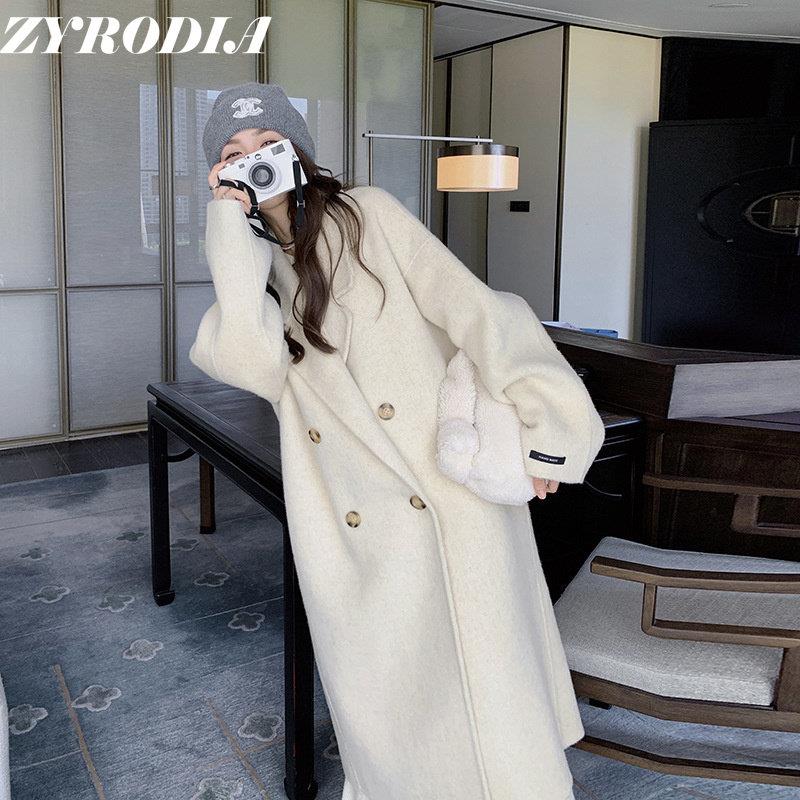ZYRODIA 双面羊绒大衣女秋冬新款轻奢高级韩系温柔中长款羊绒外套