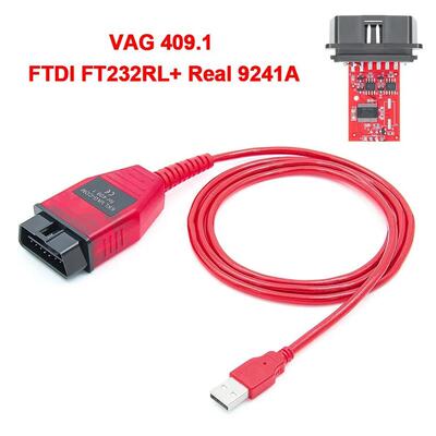 VAG 409.1 红板KKL 409 FTDI FT232RL Real 9241A OBD汽车诊断线