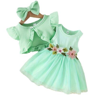 Baby, toddler, girl, baby, flower vest, mesh dress