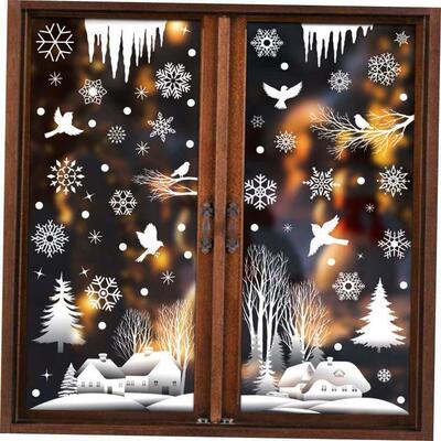 Christmas Window Snow Stickers Glass electrostatic sticker