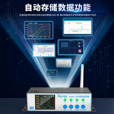 创时代ESD4804D智能联网接地监控仪实时数显阻值手腕带静电监控仪