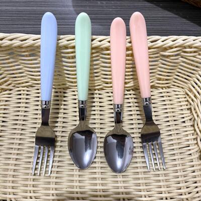 Thickened Macaron-Colored Handle Spoons for Students and Chi