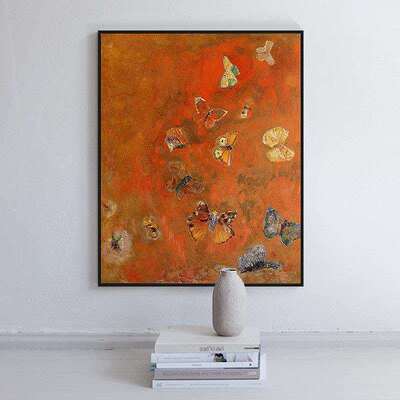 OdilonRedon《Evocationofbutterflies》中古装饰画复古蝴蝶