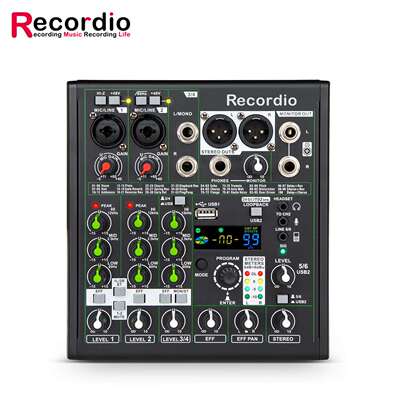 GAX-AM06 专业4路混音器 192khz/24bit声卡BT无线声卡K歌曲调音台