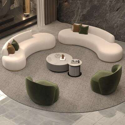 型沙发客现代轻奢小户沙网红款弧形异形高档LJI科技布发茶几组厅