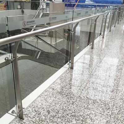 不锈钢台玻璃栏扶8044手柱室外楼梯护立栏阳商场工程玻璃杆护栏立