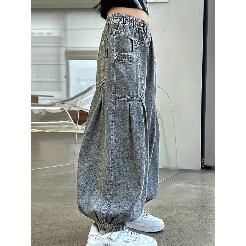 N 98845 Girls Loose Denim 灯笼裤 女童宽松牛仔灯笼裤跨境