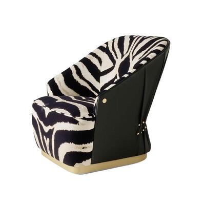 轻奢单人休闲椅robertocavalli高端别墅家用豹纹狂野时尚沙发椅