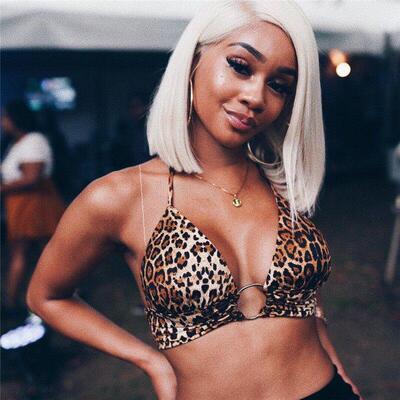 Sexy lingerie leopard print V-neck open back sexy bra