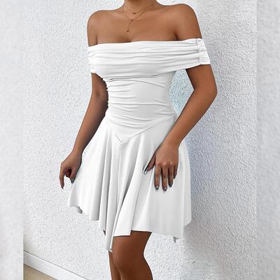 Women's one neck strapless dress with exposed