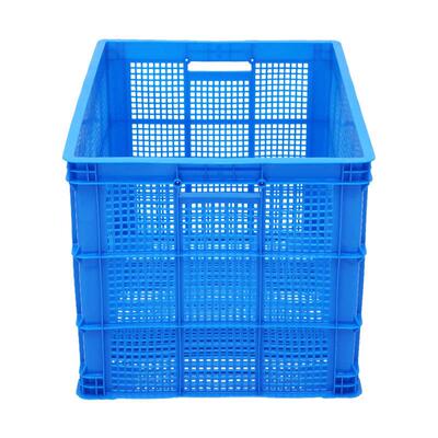 加厚755大号塑料筐带轮子仓储物流周转筐蓝色可堆垛快递胶筐
