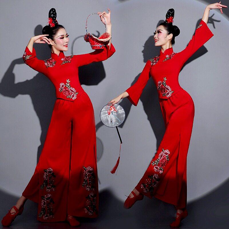 秧歌服演出服女2026年新款东北中国风喜庆扇子舞蹈服装套装广场舞