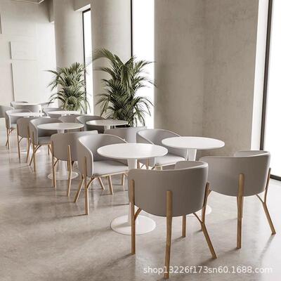 北欧休闲小桌轻奢简约QZO创意椅子商用奶桌茶店4圆店接待区洽谈S