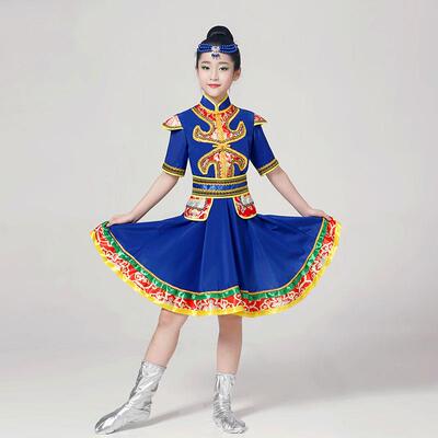 新款少数民族服装童蒙古族舞女蹈服六一儿童演出筷子舞男蒙古袍服
